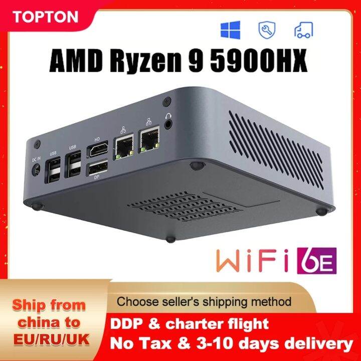 จัดส่งฟรี topton S500 GAMING Mini PC AMD Ryzen 9 5900HX 7 5800H Windows 11 Dual LAN NVMe SSD ...