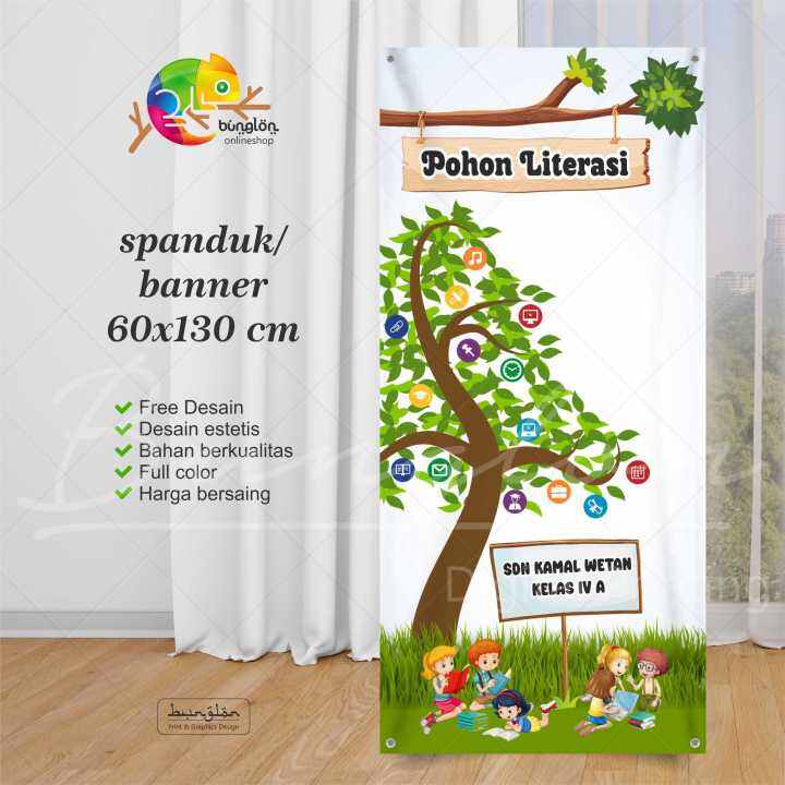 Size 60x130 Cm Spanduk Banner Pohon Literasi, Pohon Cita-cita Model E ...