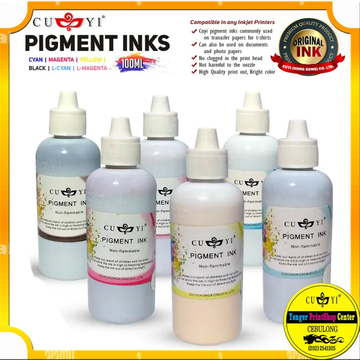 6 colors Cuyi Pigment Ink 100ml. CMYKLCLM-CEBULONG CUYI | Lazada PH