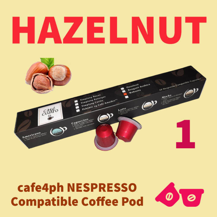 cafe4ph HAZELNUT Nespresso Compatible Capsules (Local Robusta Coffee ...
