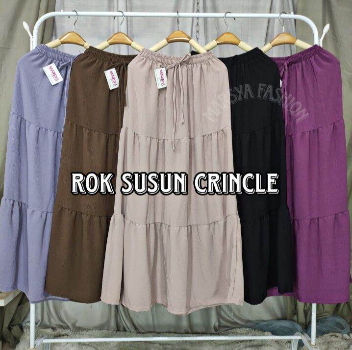 Rok rempel susun wanita dewasa/Rok canda susun cringkle airflow/Rok ...