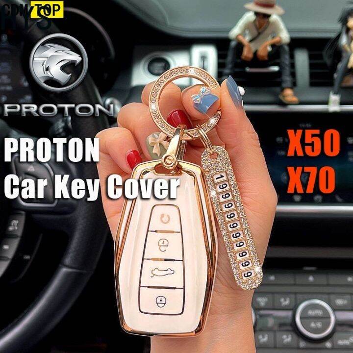 HYS [NEW] Proton X50 X70 Car Key Cover Chrome Reflection TPU Key Fob ...