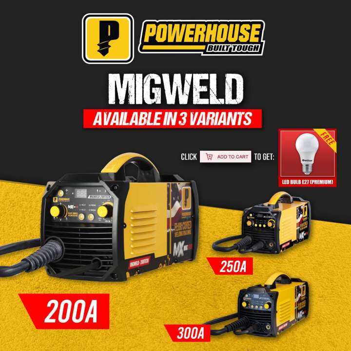 POWERHOUSE MIGWELD Inverter Welding Machine 200amp 250amp 300amp ...