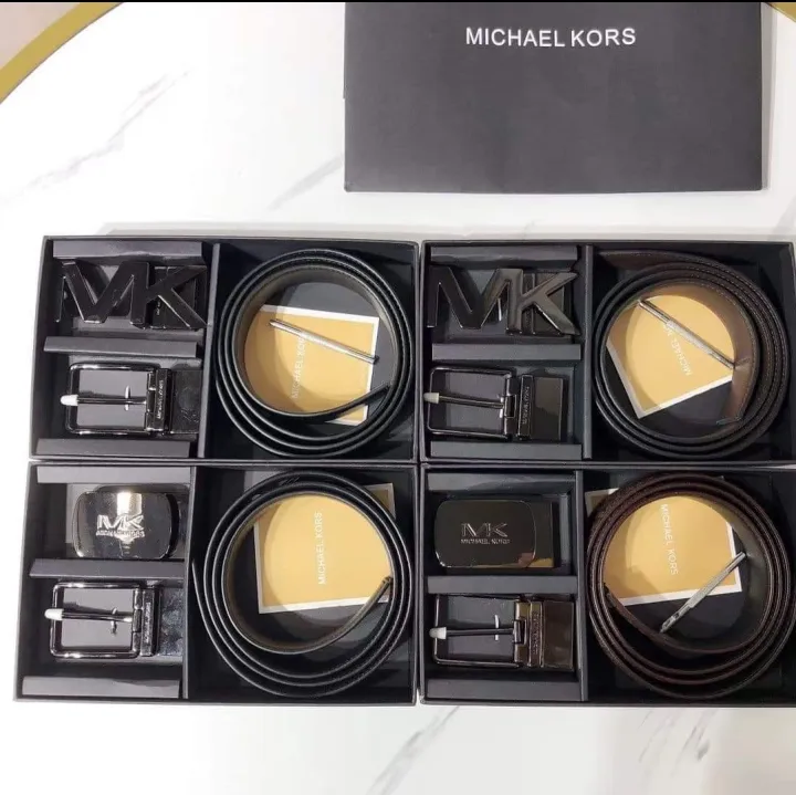 Original Michael Kors Men's Leather Belt Box Set Plain Black | Lazada PH