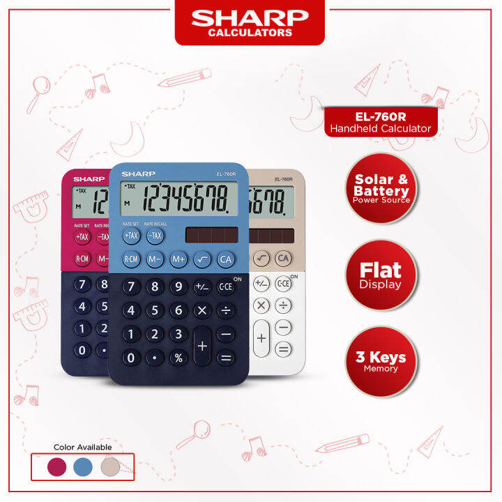 Sharp 8 Digit Display Mini-Desktop Calculator Solar and Battery Power ...