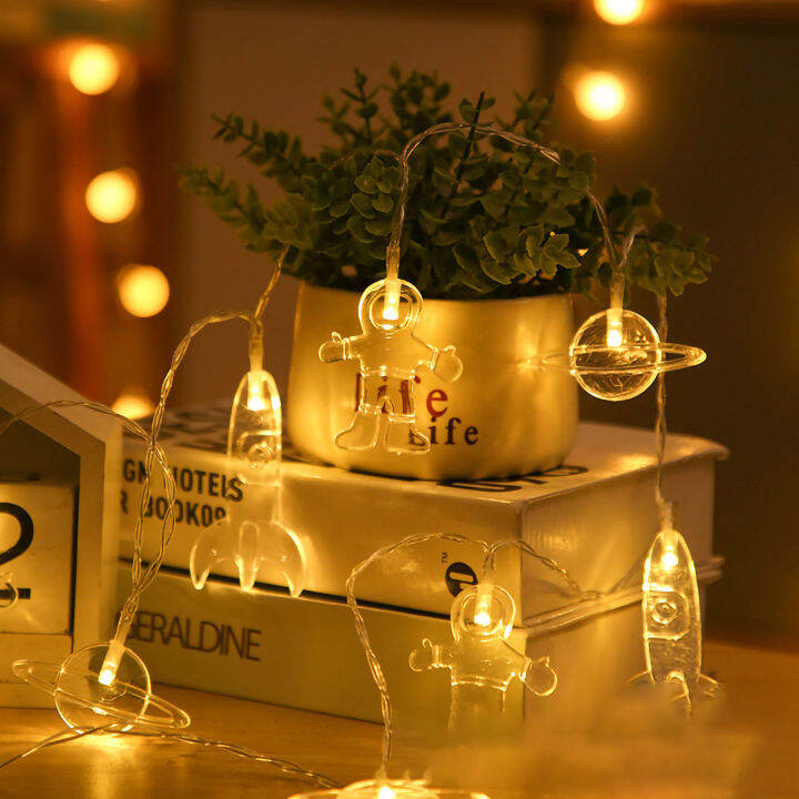 LED String Light นักบินอวกาศนอกอวกาศ Planet Spaceship Shape Waterproof ...
