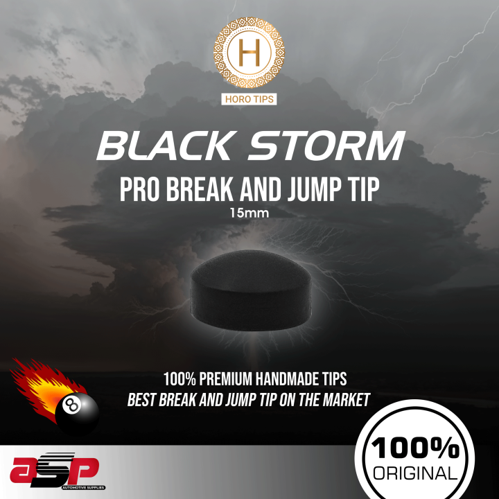 HORO TIPS Black Storm Pro Break Tip 15mm - Break and Jump Tip Billiard ...