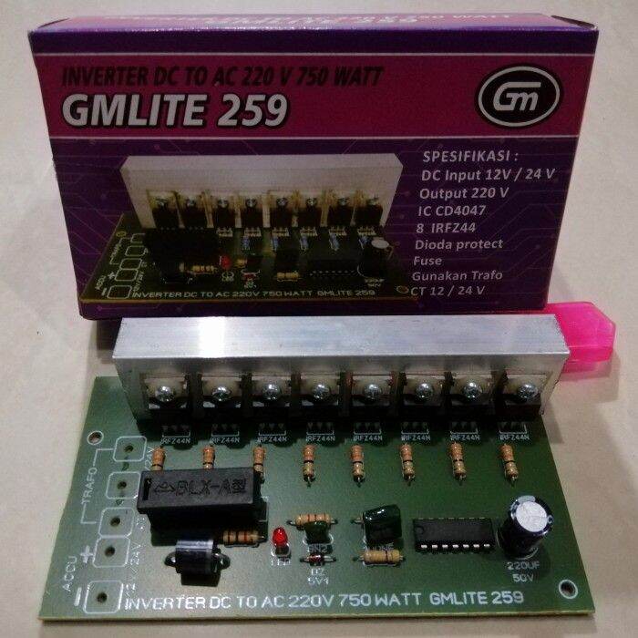 Inverter Kit Modul Inventer Rangkaian 12V 24V DC ke 220V AC 750 Watt ...