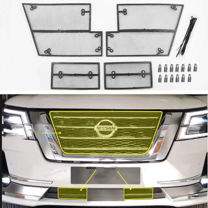 4Pcs Stainless Car Front Grille Insect Net Engine Protector For Nissan ...