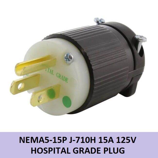 Hospital Grade Plug NEMA5-15P J-710H 15A 125V Green Dot Type YD-515P ...
