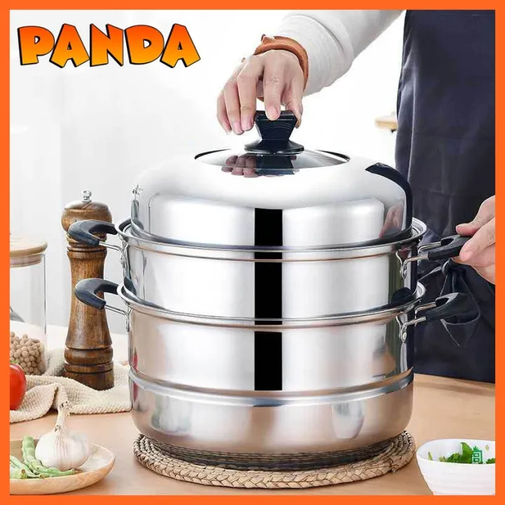 PANDA COD Steamer 3-2 Layer Siomai Steamer Stainless Steel Cooking Pot ...