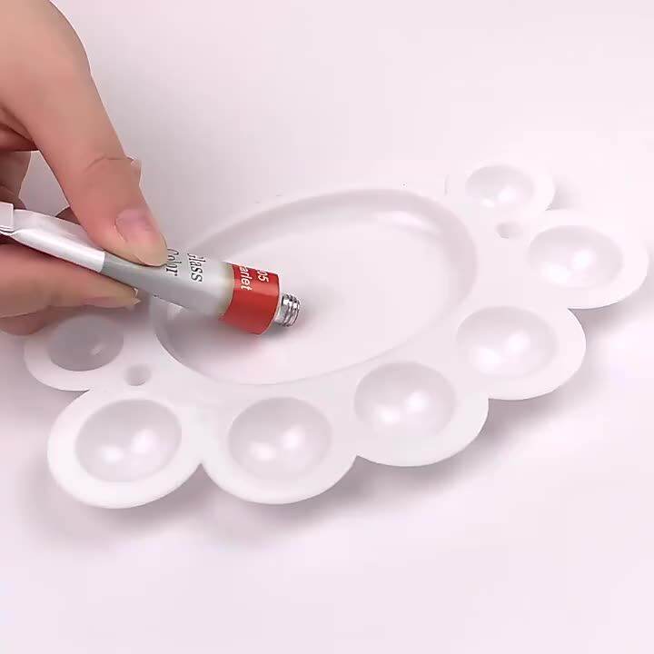 Memory stain glass paint set with 3 nylon brushes, 1 palette, 12 colors ...