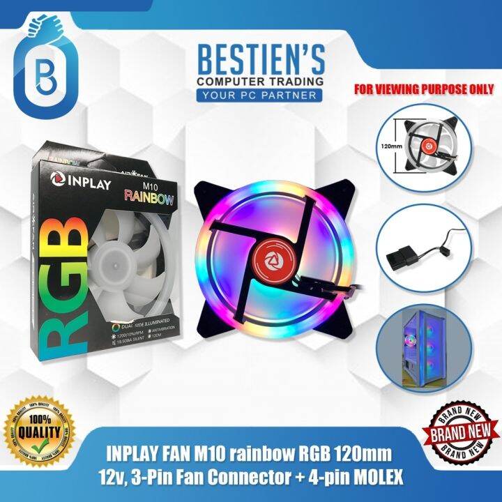 【COD】 INPLAY FAN M10 rainbow RGB 120mm 12v 3-Pin Fan Connector 4-pin ...