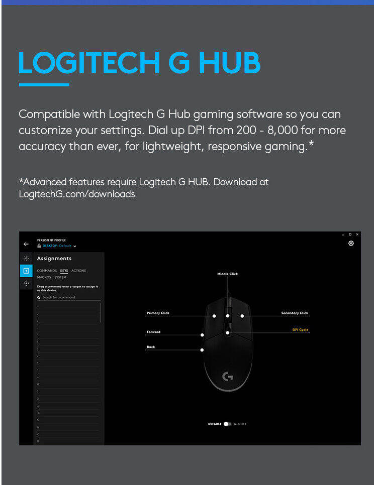 [ของแท้รับประกันสองปี] Logitech G203 LIGHTSYNC เมาส์สำหรับเล่นเกมแบบมี ...