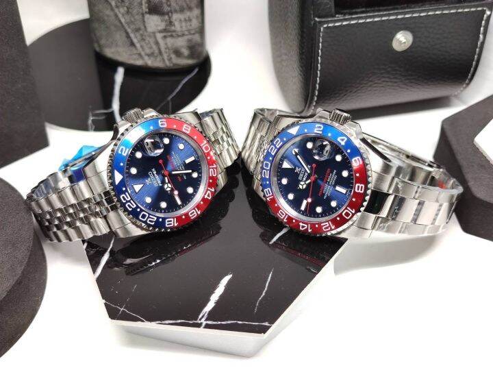 Seikomod GMT Pepsi Special Blue Dial insert in Blue And Red Ceramic ...