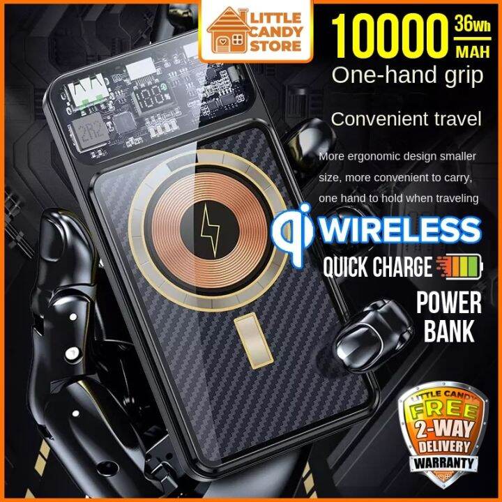 NEW Transparent Magnetic Wireless Charge Slim Power Bank 10000mAh 15W ...