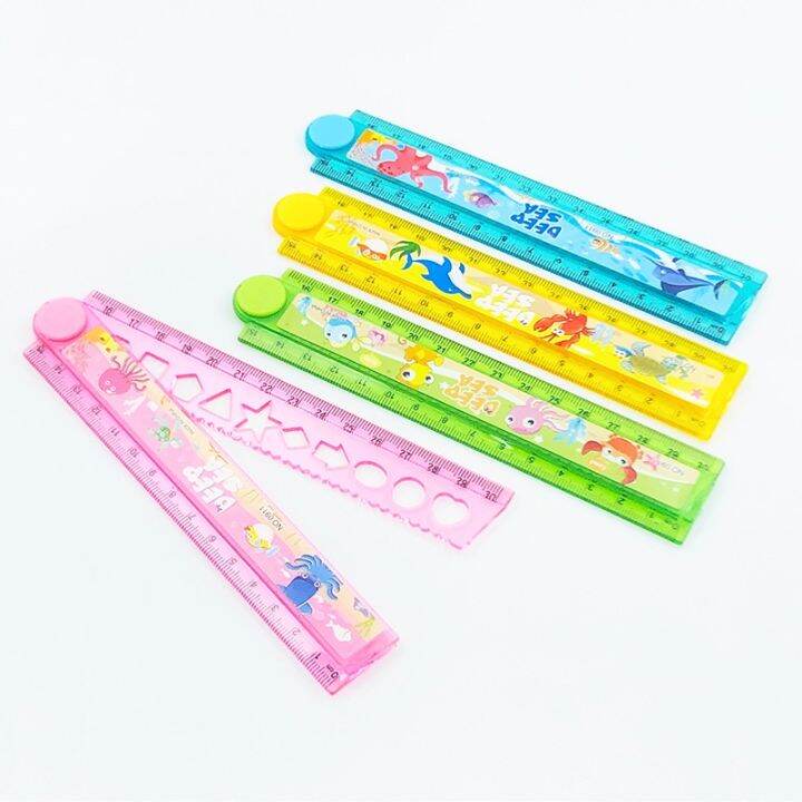 2 in 1 Foldable Ruler 30cm open 15cm close cartoon shape drawing wave ...