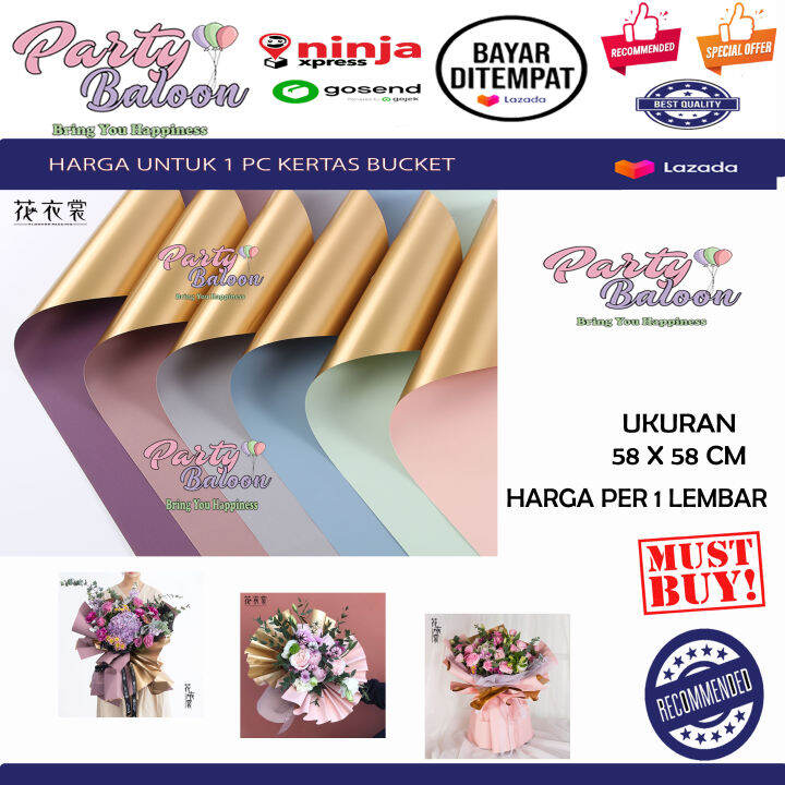 Kertas buket Bunga cellophane wrapping papper satuan 2 Warna Gold ...