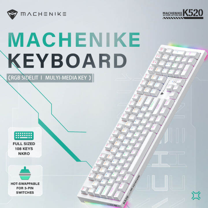 Machenike K520-B108 คีย์บอร์ดเชิงกลแบบมีสาย Hot-Swappable 108 Keys LED ...
