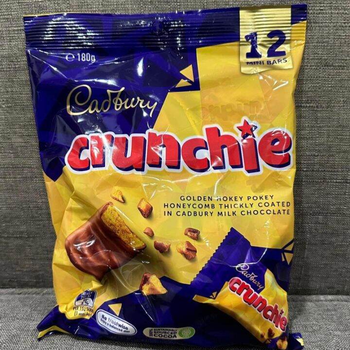 Cadbury Crunchie 12 Mini Bars Chocolate Bar 180g Cadbury Dairy Milk ...