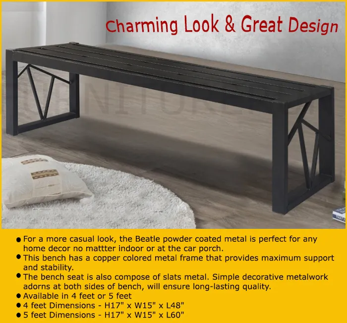 Beatle powder coated metal long bench. Only Available in Klang Valley ...