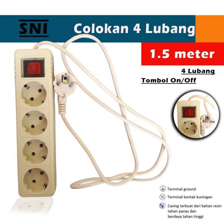 Ideku Colokan listrik 4 lubang 1.5 meter SNI – 1.5M Colokan Sambungan ...