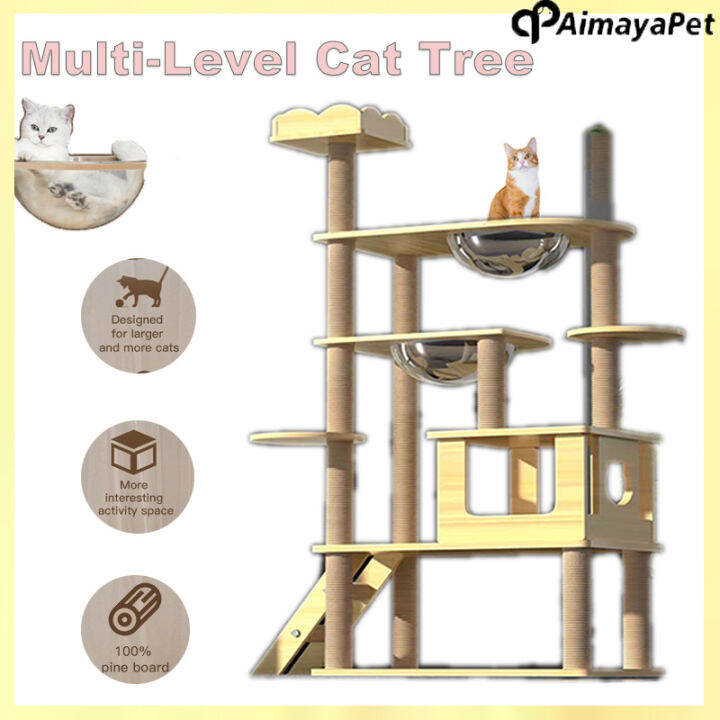 AIMAYAPET Multi-Level Cat Tree Luxury Cat Tower with House and Capsule ...
