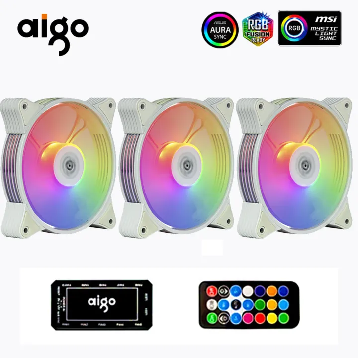 Aigo AR12 3 Packed 5V 3Pin RGB Aura Sync Case Fans for Desktop PC ...