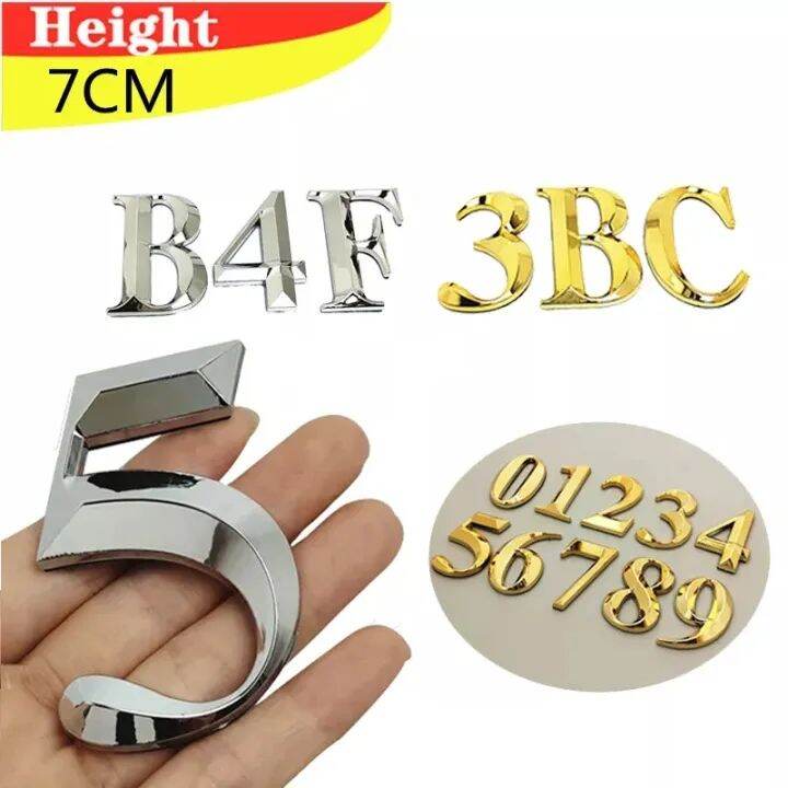 7CM Self Adhesive Electroplating Digita 3D Number Stickers Room House ...