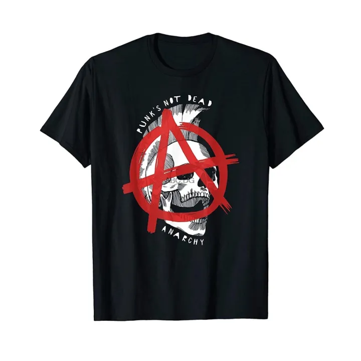 Anarchy Skull - punk is not dead - laughing mohawk skull T-Shirt ...