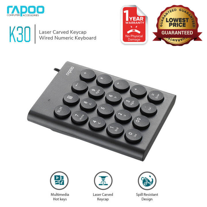 Rapoo K30 Laser Carved Keycap Wired Numeric Keyboard | Lazada PH