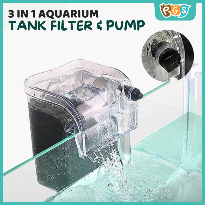 【Petcher】Waterfall Filter Pump 3 In 1 Hanging External Aquarium Filter ...