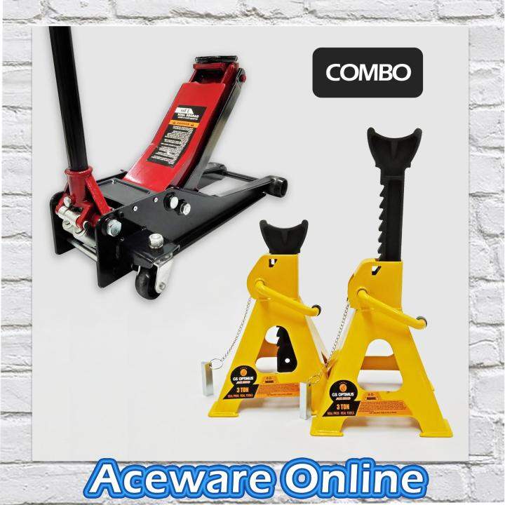 NEW COMBO DOUBLE PIN SAFETY LOCK 3 TON JACK STAND & 3 TON ULTRA LOW ...