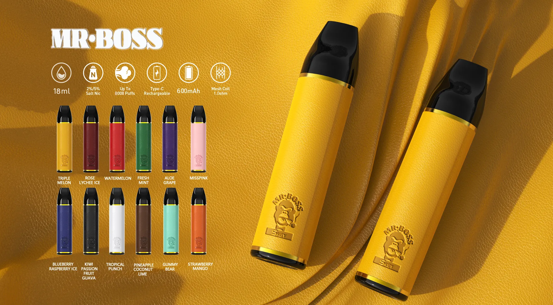 SKEY MR BOSS 8000/9000 Puffs 5% Disposable P O D Disposable Vapp (Smart ...