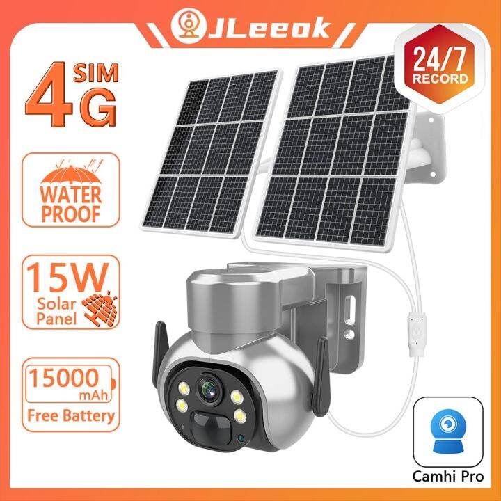 JLeeok 8MP 4G solar outdoor camera dual solar panel intelligent PIR ...