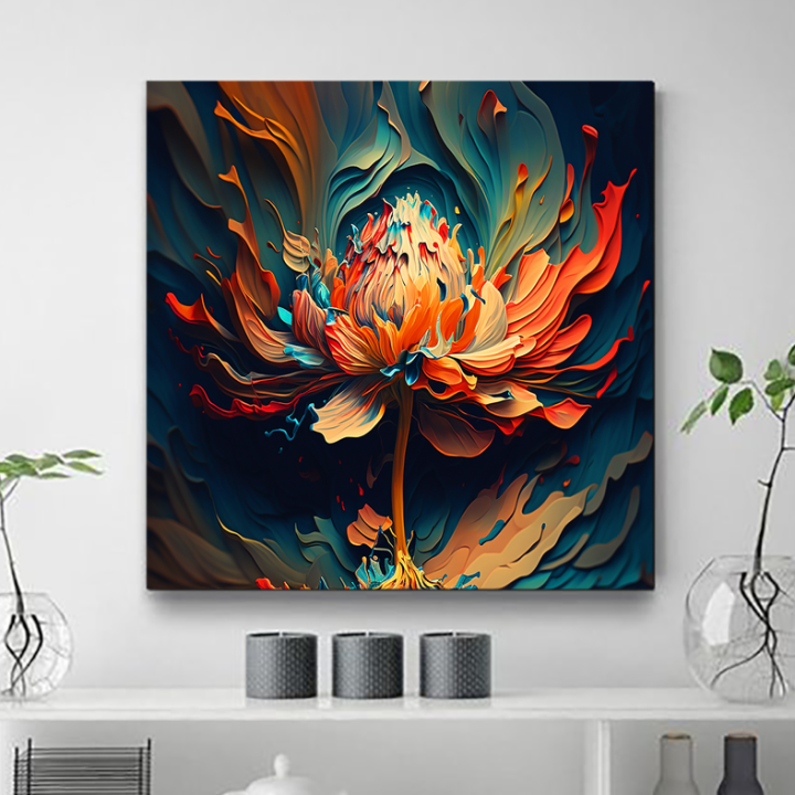 Lukisan Dinding Abstrak Minimalis Premium - Abstract Oil Flower ...