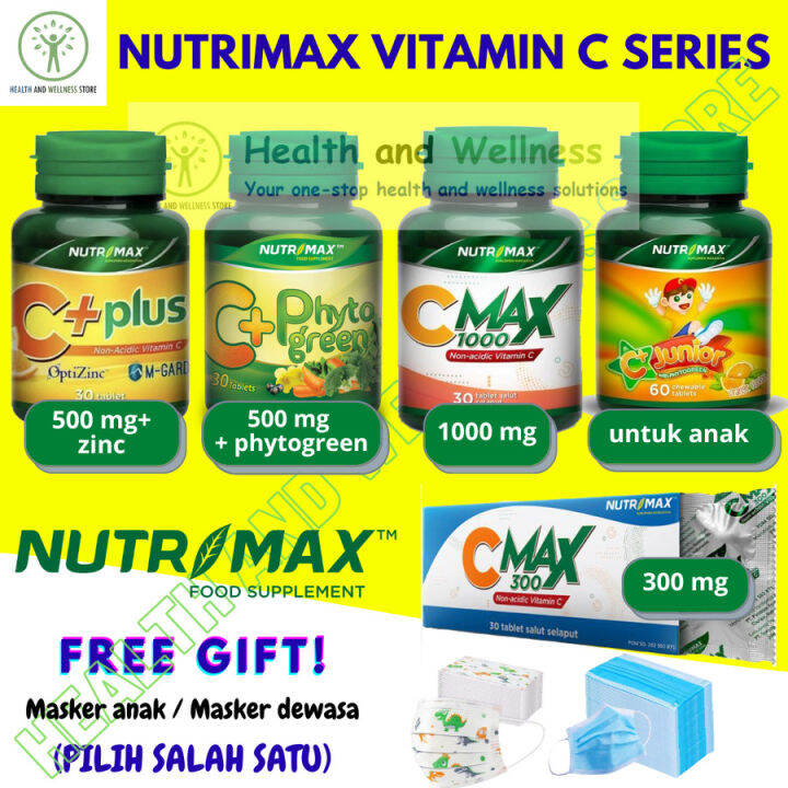 NUTRIMAX VITAMIN C C MAX 1000 MG C PLUS 500 MG JUNIOR PHYTOGREEN ZINC | Lazada Indonesia