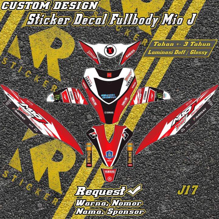 Stiker Decal Mio J | Custom desain request warna nama nomor sponsor ...