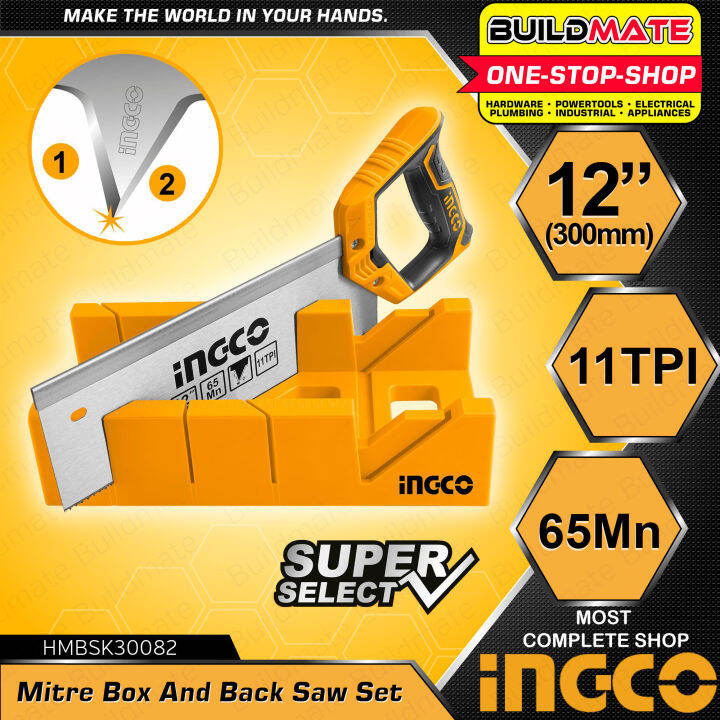 BUILDMATE Ingco Miter Box and Back Saw Set 12" Inch 11TPI Cutting Wood ...
