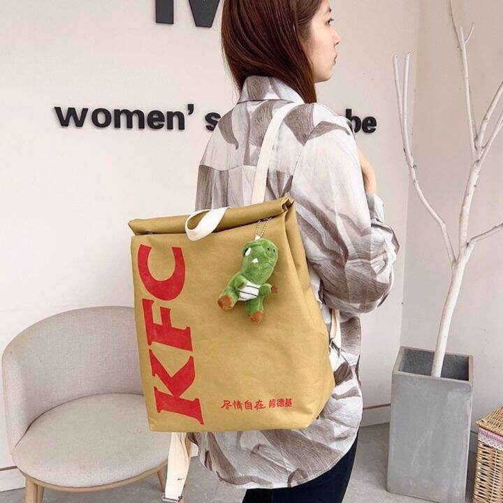 BGGH Letter Backpack Large Capacity Canvas KFC Backpack Creative ...
