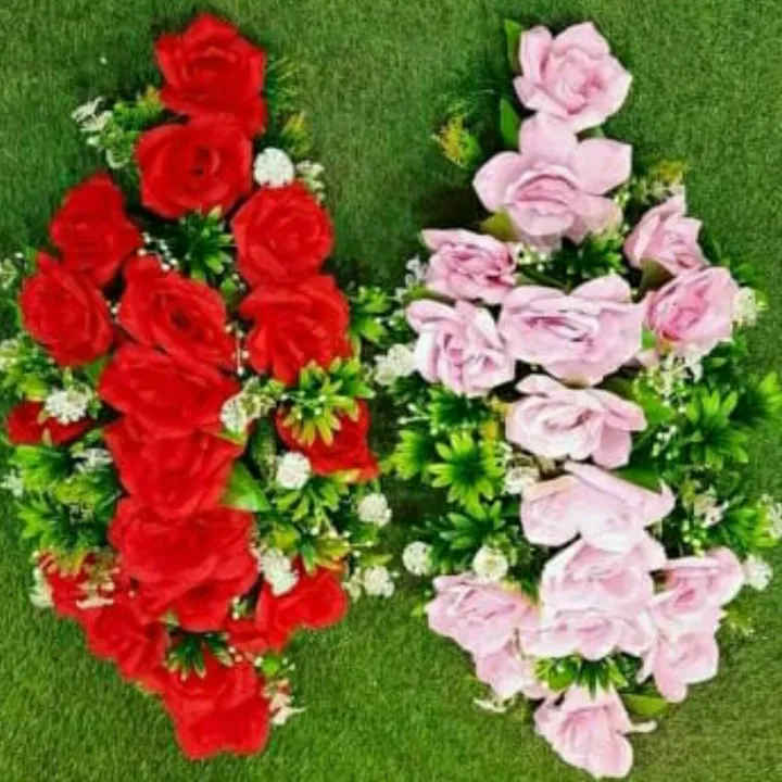 Rangkaian oval rose/ bunga/mawar/plastik/artificial/dekorasi/tanaman ...