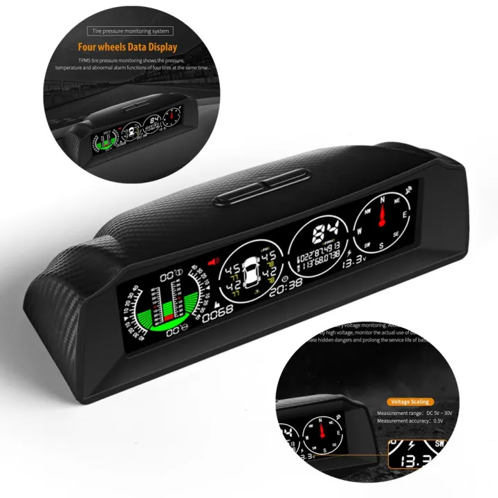 X91 3in1 GPS TPMS HUD For All Vehicle Speed Slope Meter Inclinometer ...