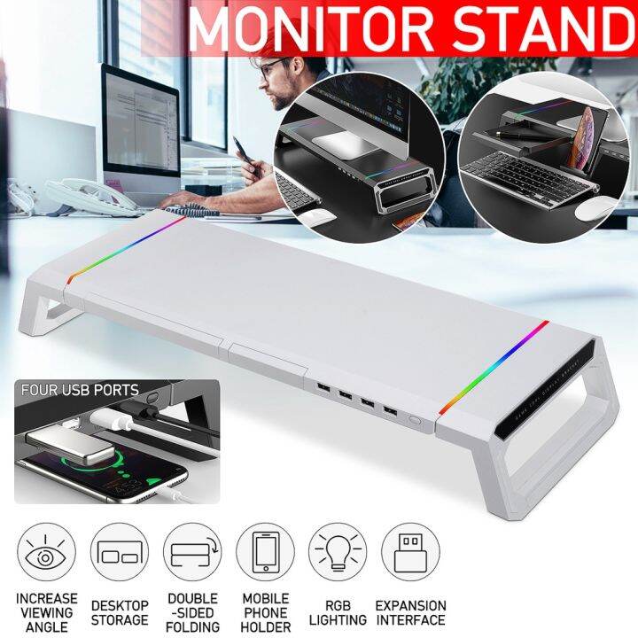 Black/White 4 USB RGB 2.0 Charging Desk Organizer Support Universal ...