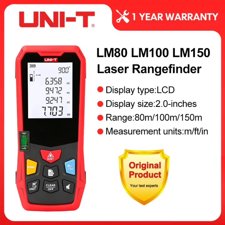 UNI-T เลเซอร์เรนจ์ไฟ LM80 LM100 LM150ดิจิตอลเลเซอร์วัดระยะทาง80เมตร ...