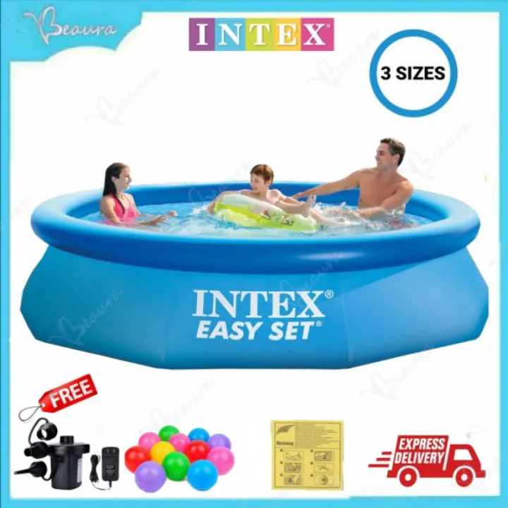 🔥Intex Swimming Pool Easy Set Fast Set Inflatable Kolam Renang Bulat ...