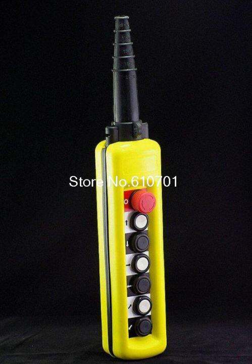 One Speed Control Hoist Crane 6 Pushbuttons Pendant Control Station With Emergency Stop XAC-6713 ...
