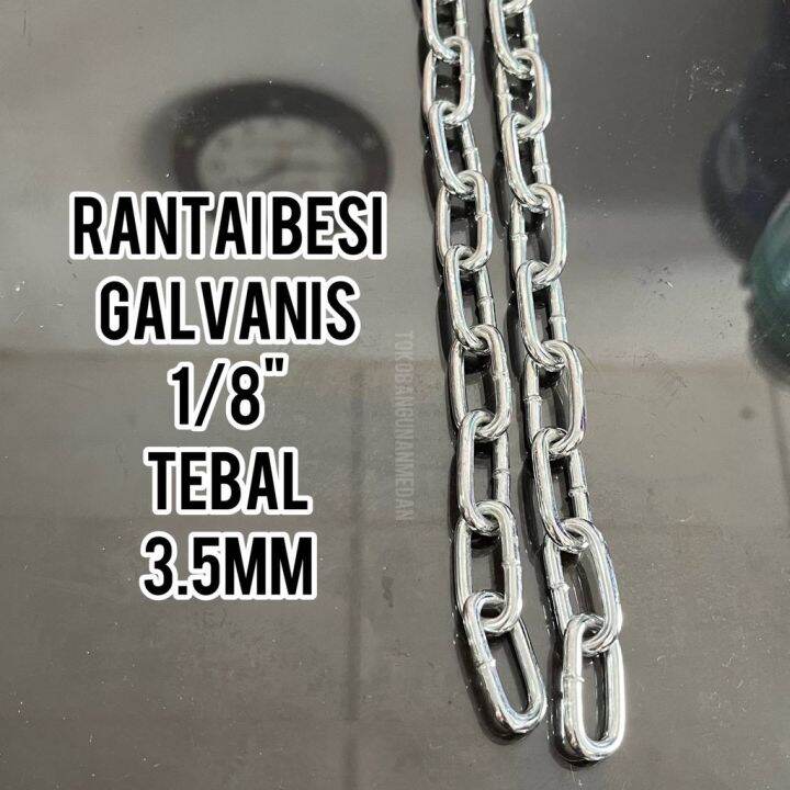 RANTAI BESI KAPAL BERAT GALVANIS 1/8 INCH 3.5MM - 1/2 dan 1 meter ...