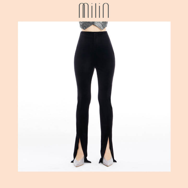 [MILIN] High waisted slim fit pants กางเกงขายาวกำมะหยี่เอวสูงทรงพอดีตัว / Skill Pants | Lazada.co.th