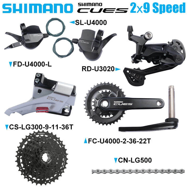 SHIMANO CUES U4000 Groupset 2X9 Speed MTB Mountain Bike SL U4000 Shifter Front Derailleur RD ...