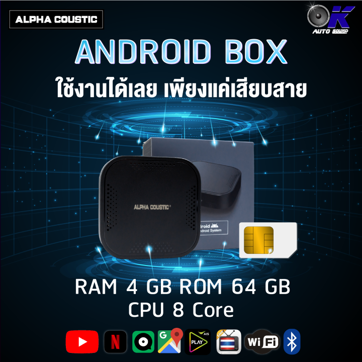 กล่อง Android Box ยี่ห้อ Alpha Coustic RAM 4GB ROM 64GB สำหรับวิทยุติด ...